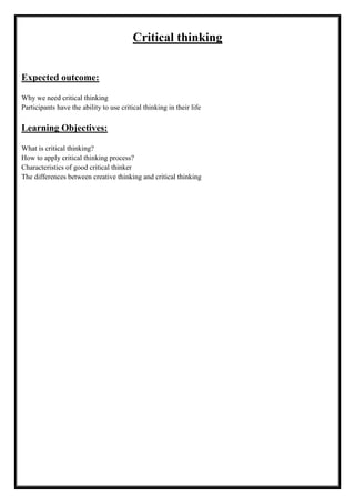 Crirtical thinking | PDF