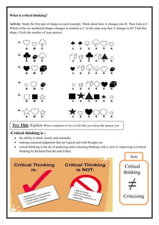 Crirtical thinking | PDF
