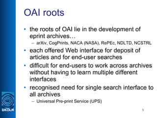 The Open Archives Initiative Protocol for Metadata Harvesting | PPT