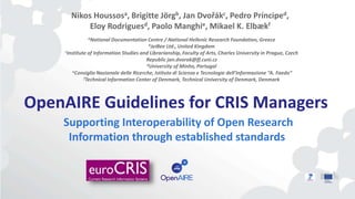 OpenAIRE guidelines for CRIS managers : supporting interoperability of open research information ...