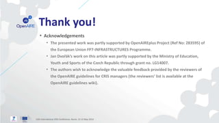 OpenAIRE guidelines for CRIS managers : supporting interoperability of ...