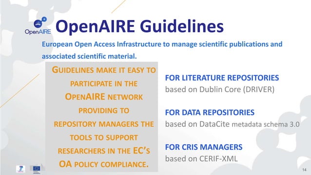 OpenAIRE guidelines : supporting interoperability for literature repositories, data archives and ...