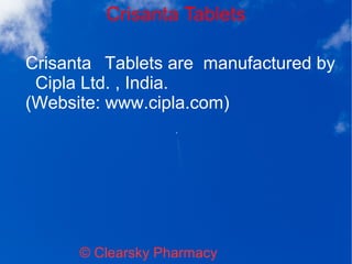Crisanta (Drospirenone and Ethinyl Estradiol Tablets) | PPT