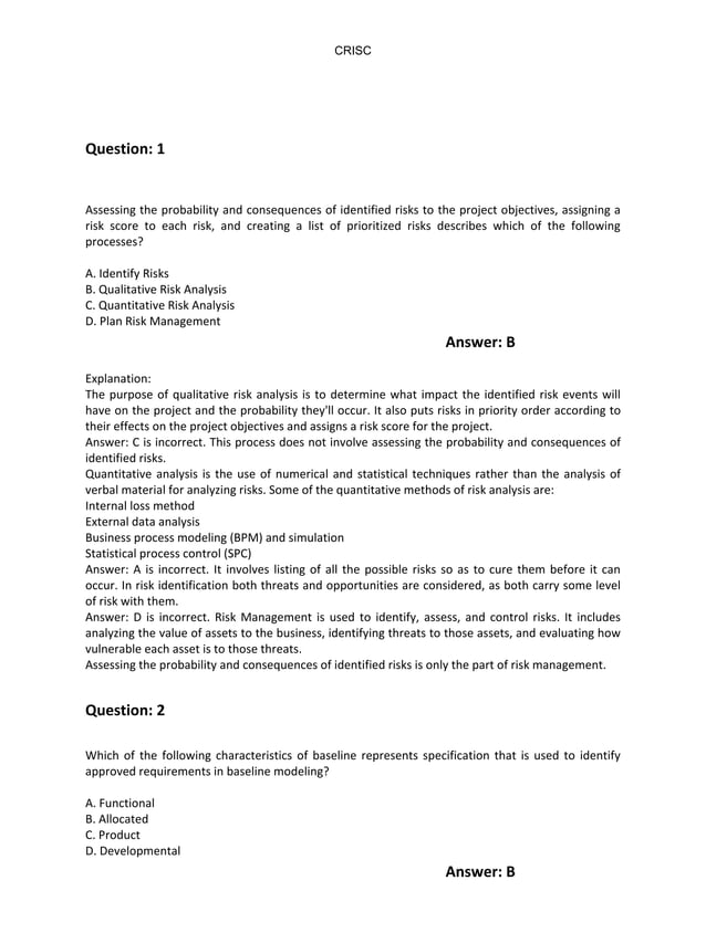 CRISC Exam Questions | PDF