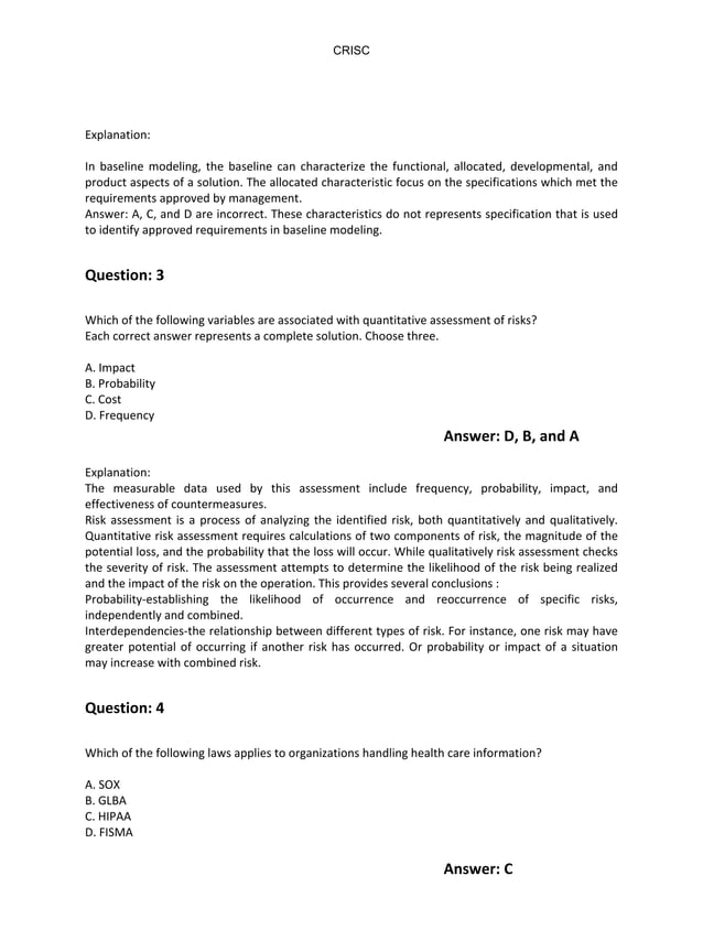 CRISC Exam Questions | PDF