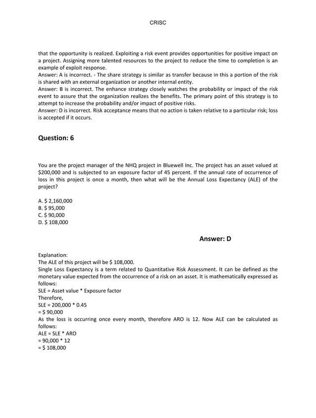 CRISC Exam Questions | PDF