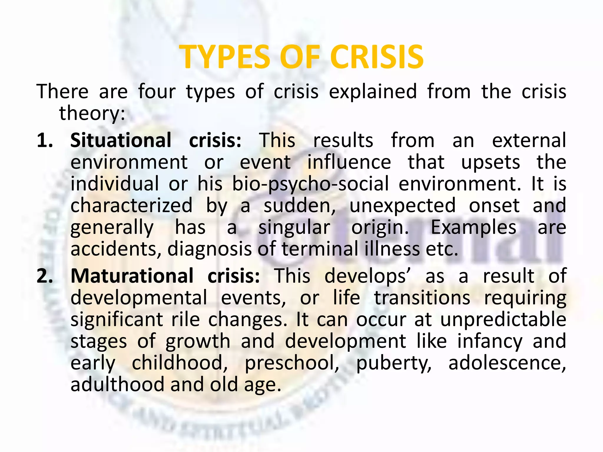 Crises, types ,management | PPTX
