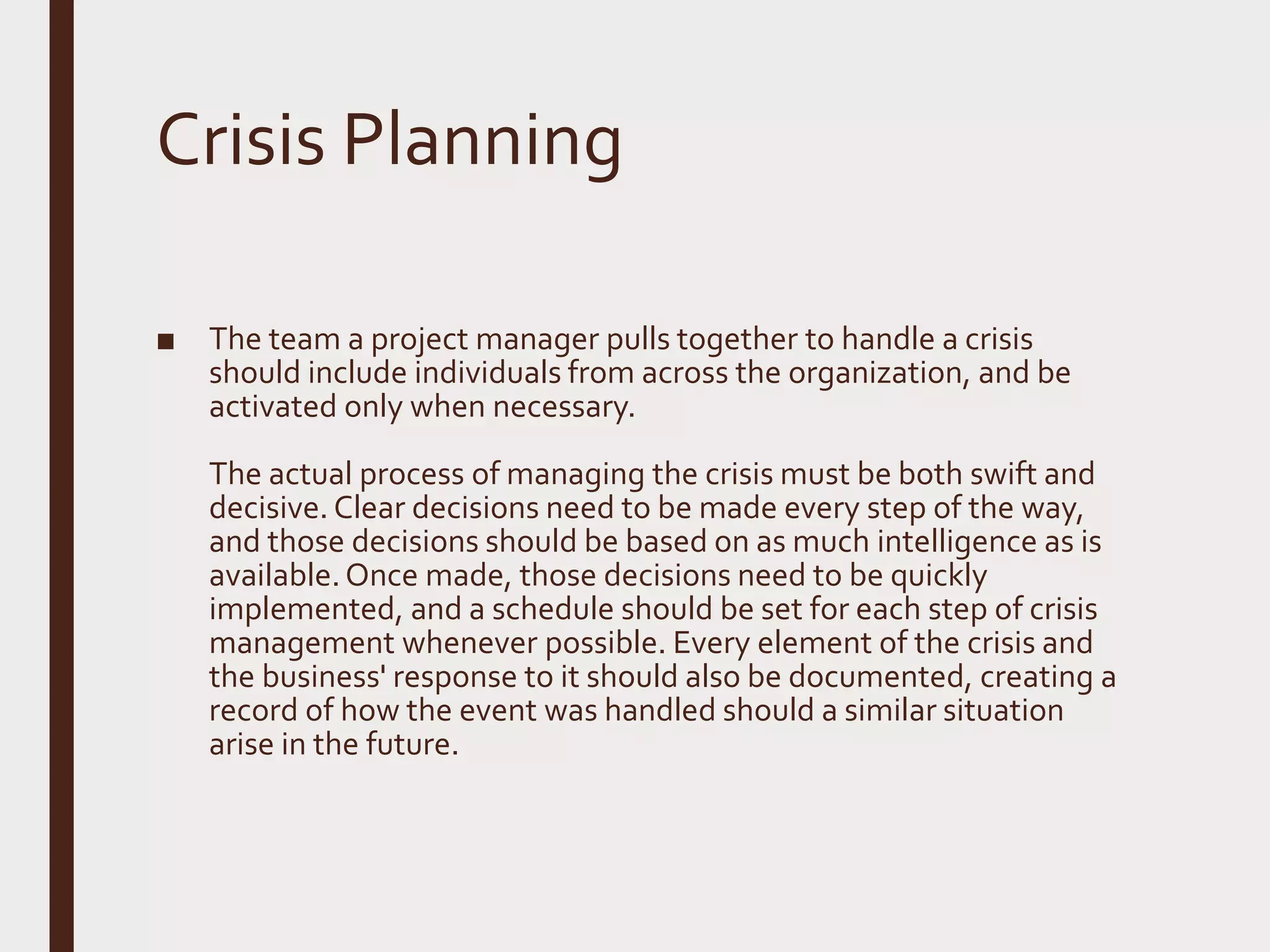 Project Management Crisis Planning | PPTX