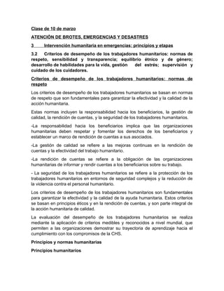 Criterios de Desempeño y Principios en la Intervención Humanitaria en ...