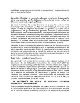 Criterios de Desempeño y Principios en la Intervención Humanitaria en ...