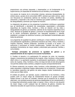 Criterios de Desempeño y Principios en la Intervención Humanitaria en ...