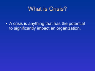Crisis And Risk | PPT