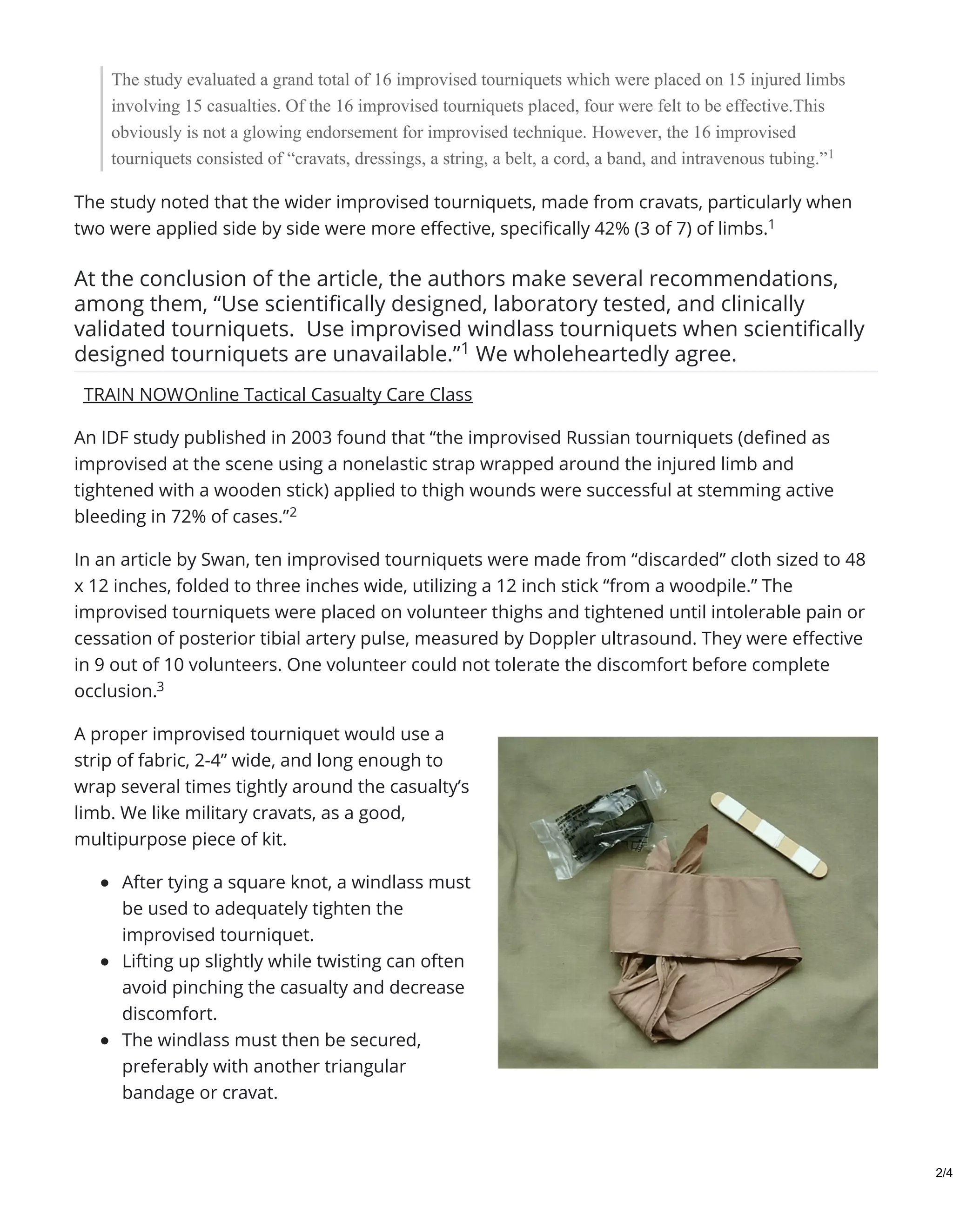 Improvised tourniquets: good to have an alternate plan | PDF