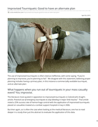 Improvised tourniquets: good to have an alternate plan | PDF | First ...