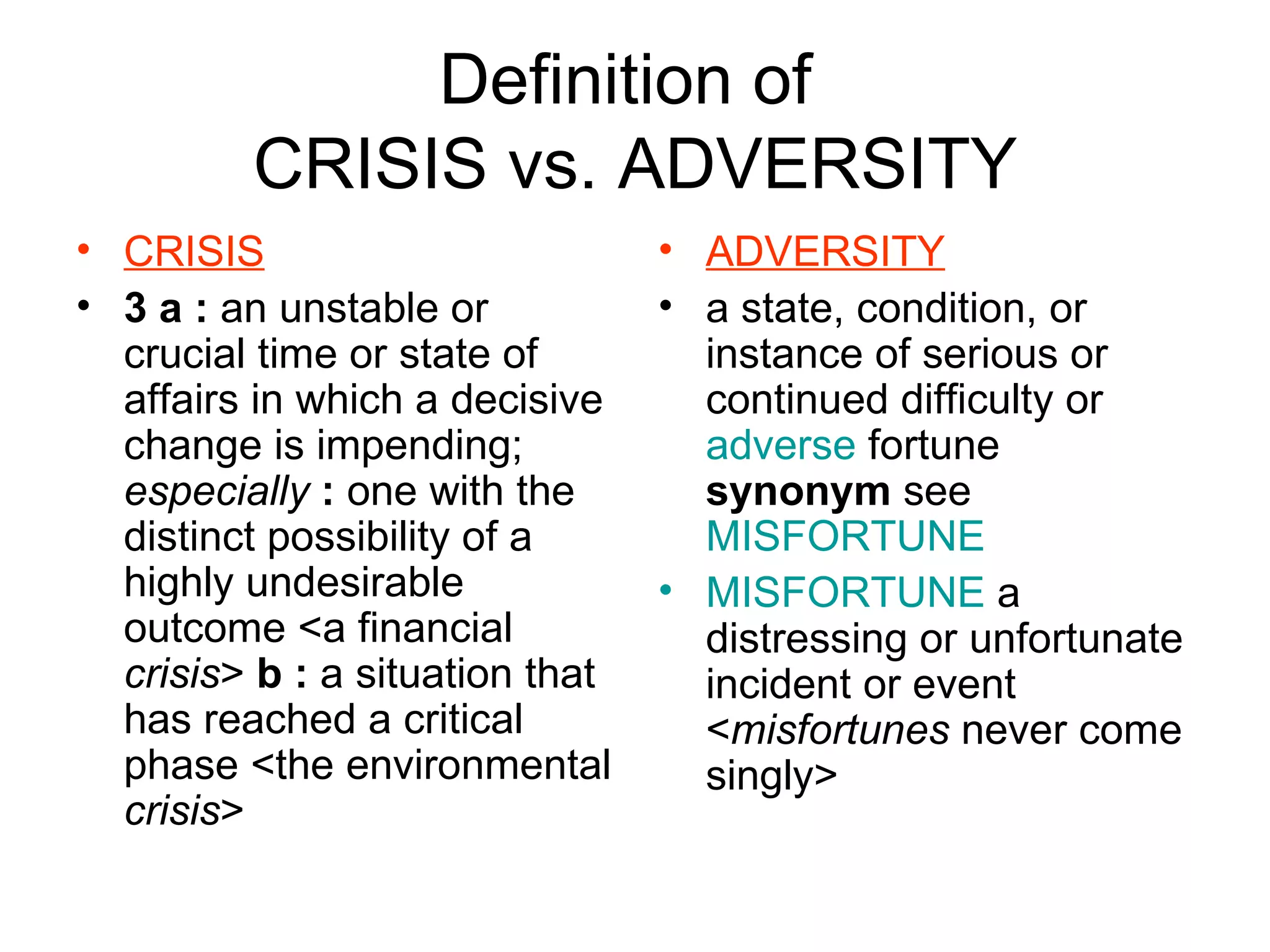 Crisis Vs Adversity Analogy | PPT