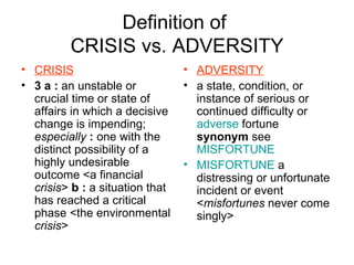 Crisis Vs Adversity Analogy | PPT