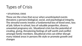 CRISIS AND CRISIS INTERVENTION In Mental health | PPTX