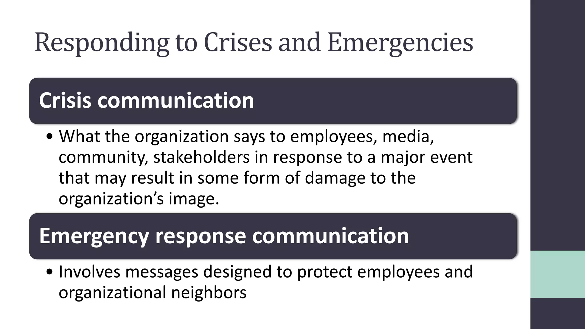 Crisis communication, Response to Crisis Situations | PPTX
