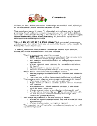 Crisis Communication Simulation Exercise [Freberg] | PDF