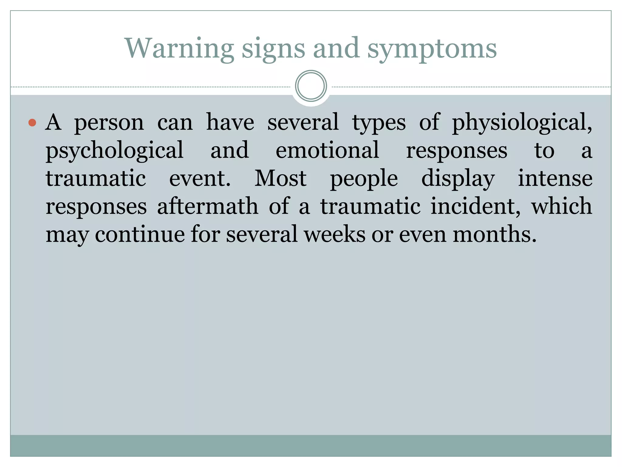 Crisis first aid for traumatic events | PPTX