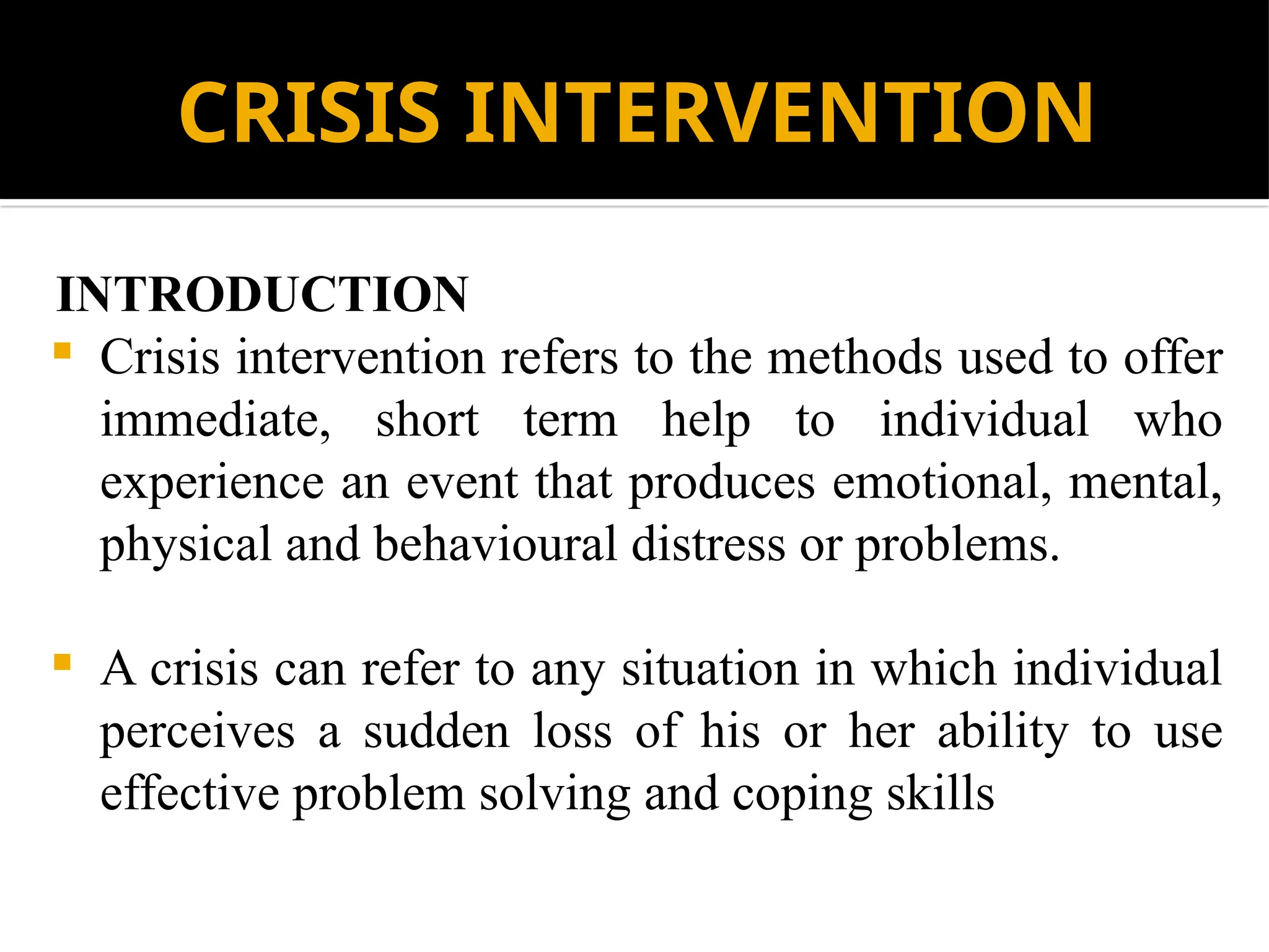 CRISIS INTERVENTION POWER POINT PREASENTATION | PPTX