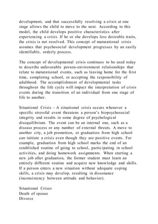 Crisis InterventionAdaptation and coping are a natural part of | DOCX ...