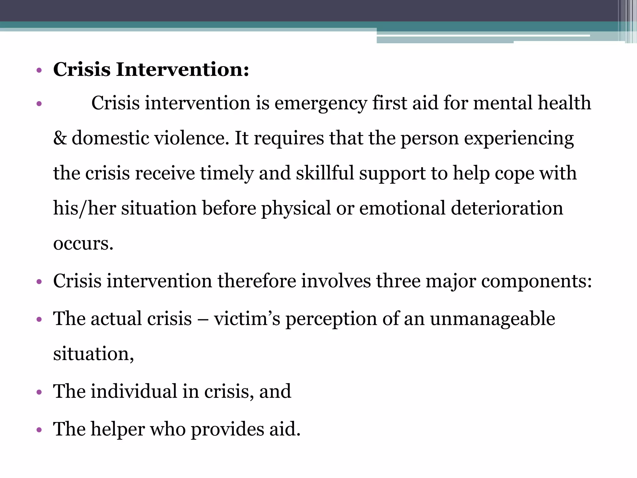 Crisis Intervention PPT.pptx by Dr. Sukhbir Kaur | PPTX
