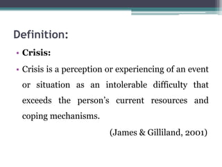 Crisis Intervention PPT.pptx by Dr. Sukhbir Kaur | PPTX