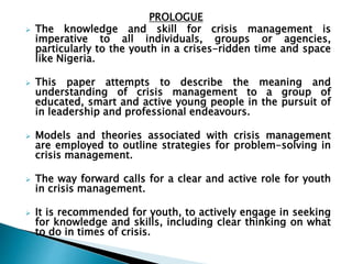 Crisis management and The Art of Problem Solving | PPTX