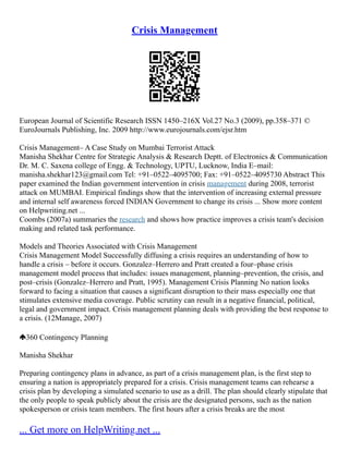 Crisis Management Examples | PDF