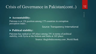 crisis of governance in pakistan and their aspects | PPTX