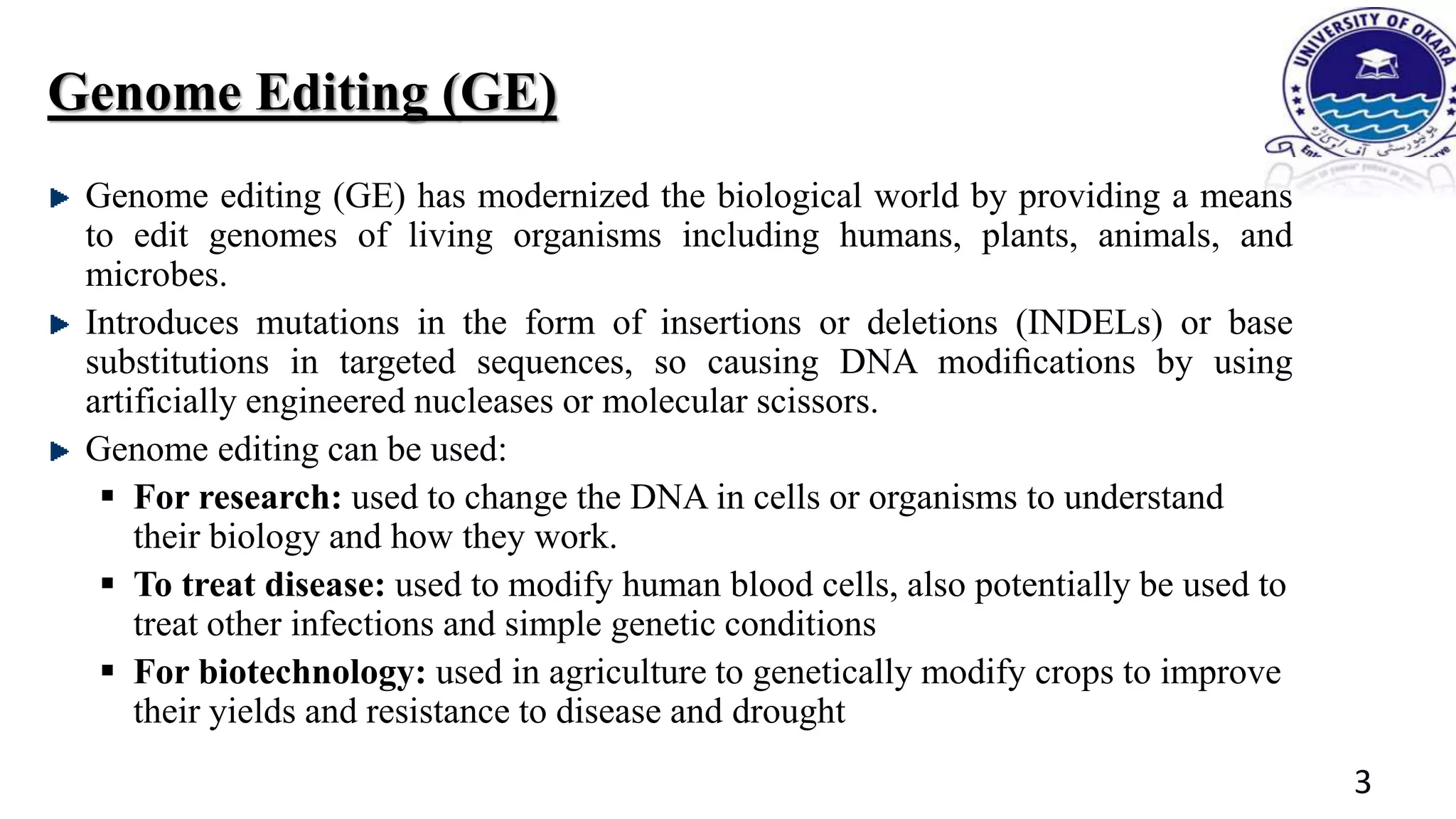 Genome Editing Techniques by Kainat Ramzan | PPTX