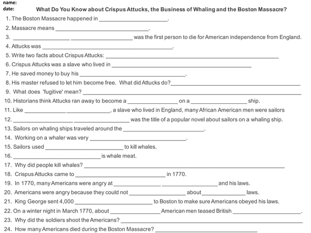 Crispus Attucks, the Business of Whaling and the Boston Massacre | PPTX