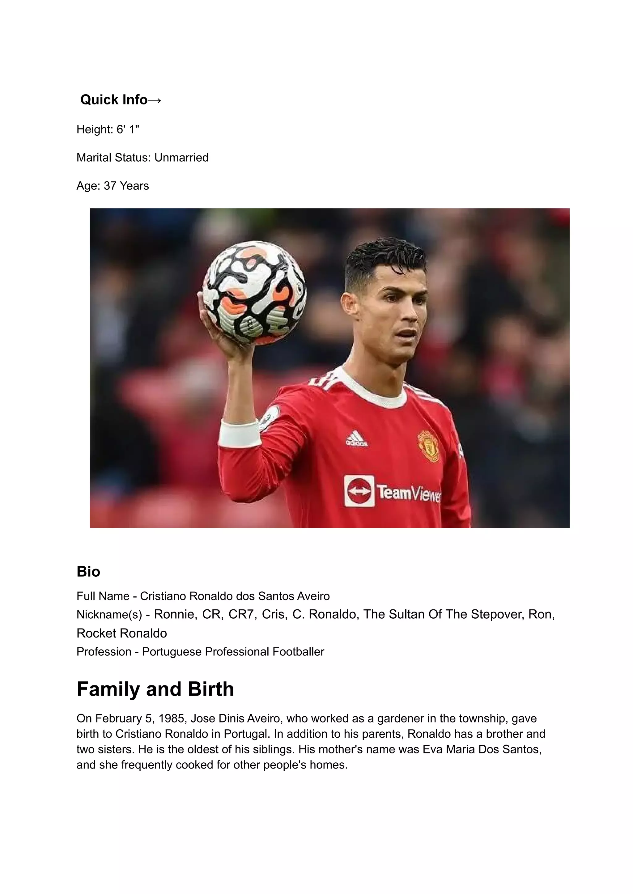 Cristiano Ronaldo Height, Birth, Girlfriend, Children and Marriage ...