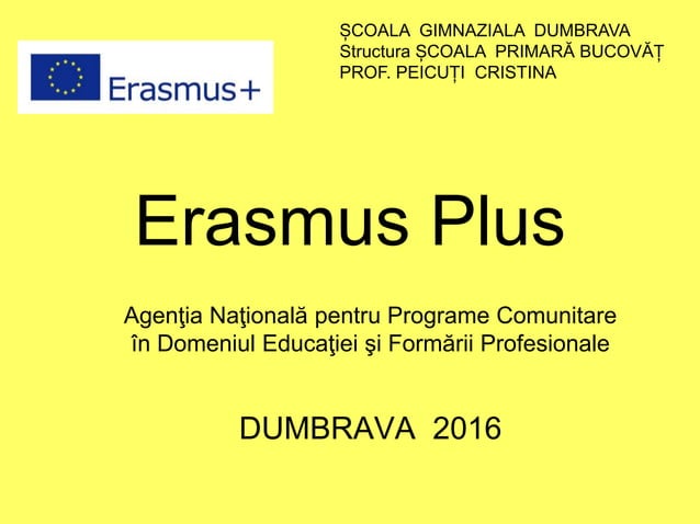 Diseminare proiect Erasmus+ | PPTX
