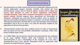 Deconstruction & The Yale School -De instruction in practice | PPT