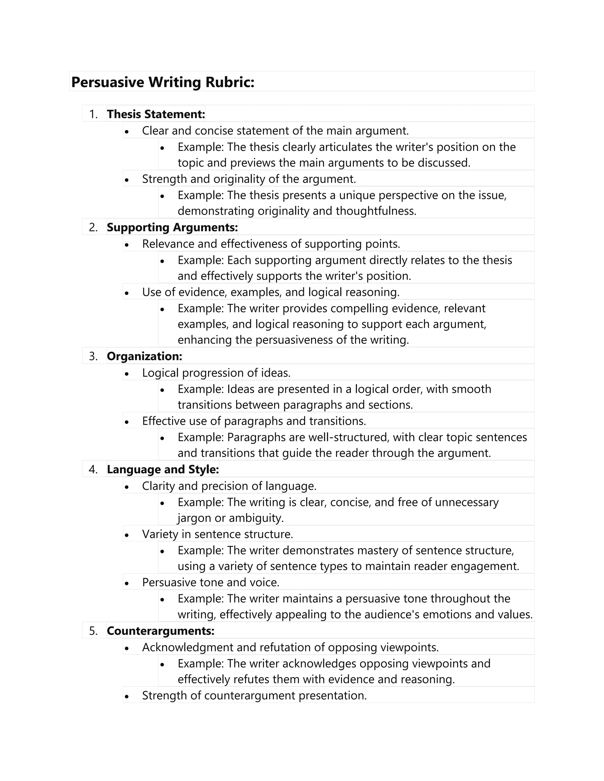 criteria for judging persuasive writingng | DOCX