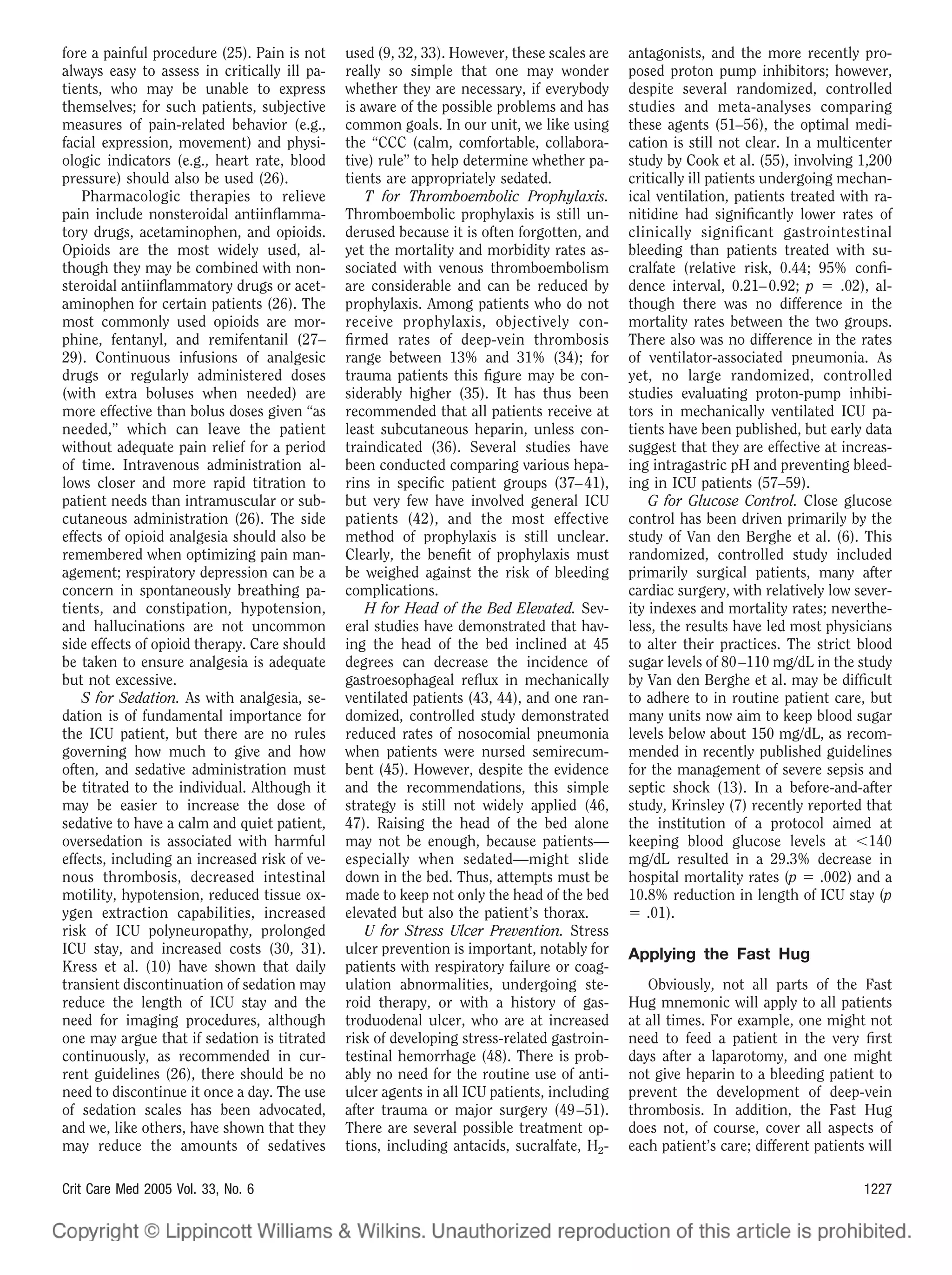 Crit care med give your patient a fast hug (at least) once a day | PDF