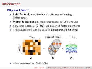 Massive Matrix Factorization : Applications to collaborative filtering ...