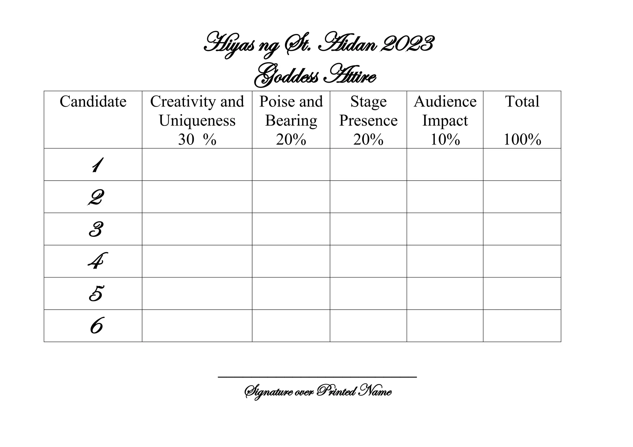 Criteria for any pageant at all times... | DOCX