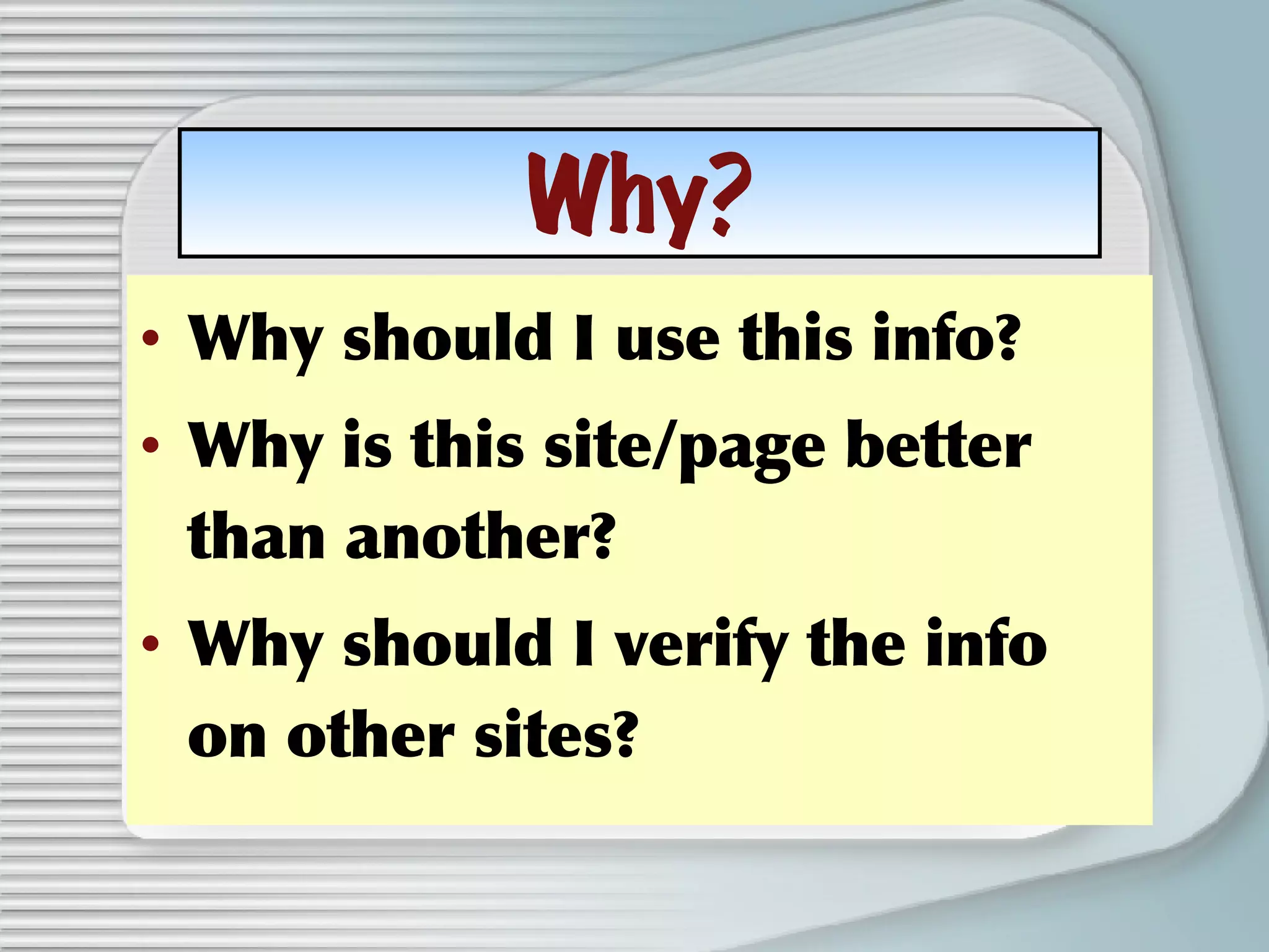 Criteria for Web Site Evaluation | PPT