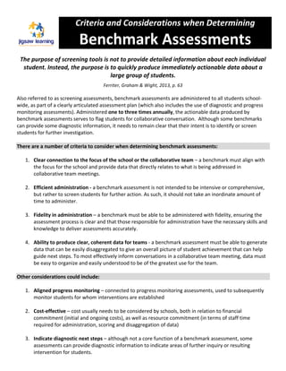 Criteria and considerations with determining a benchmark assessment | PDF