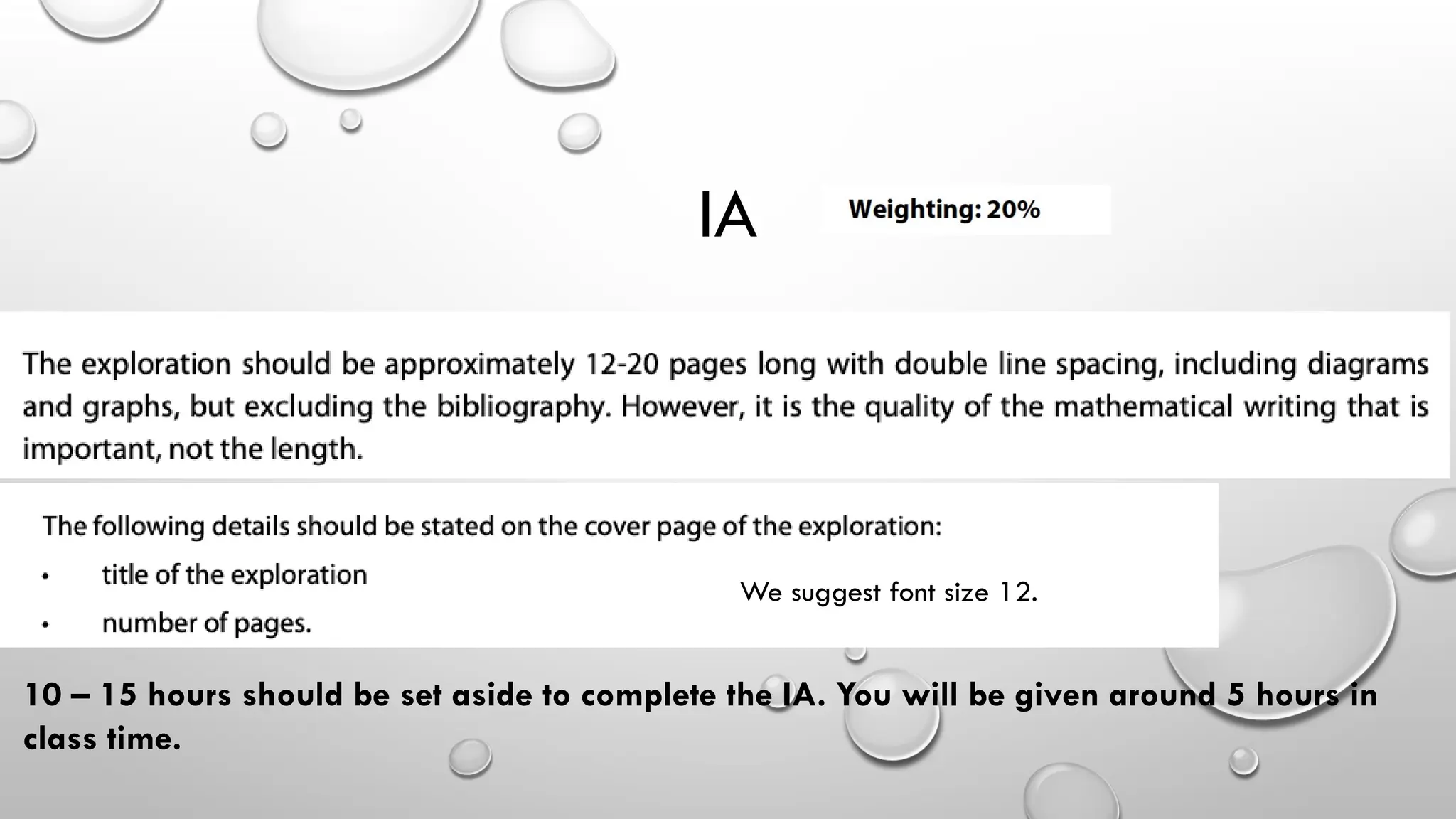 IB AA Maths exploration Criteria Examples | PPT