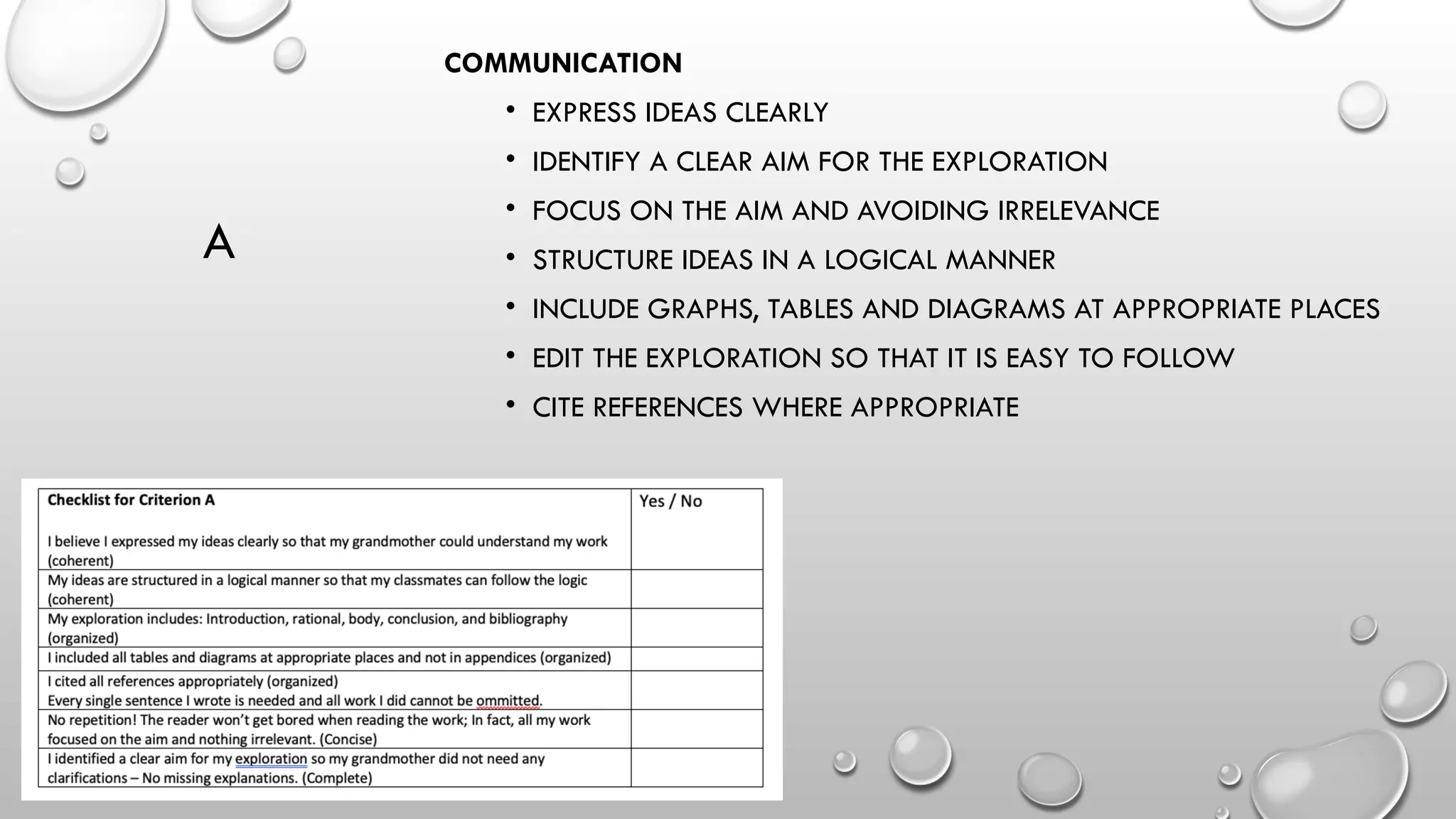 IB AA Maths exploration Criteria Examples | PPTX