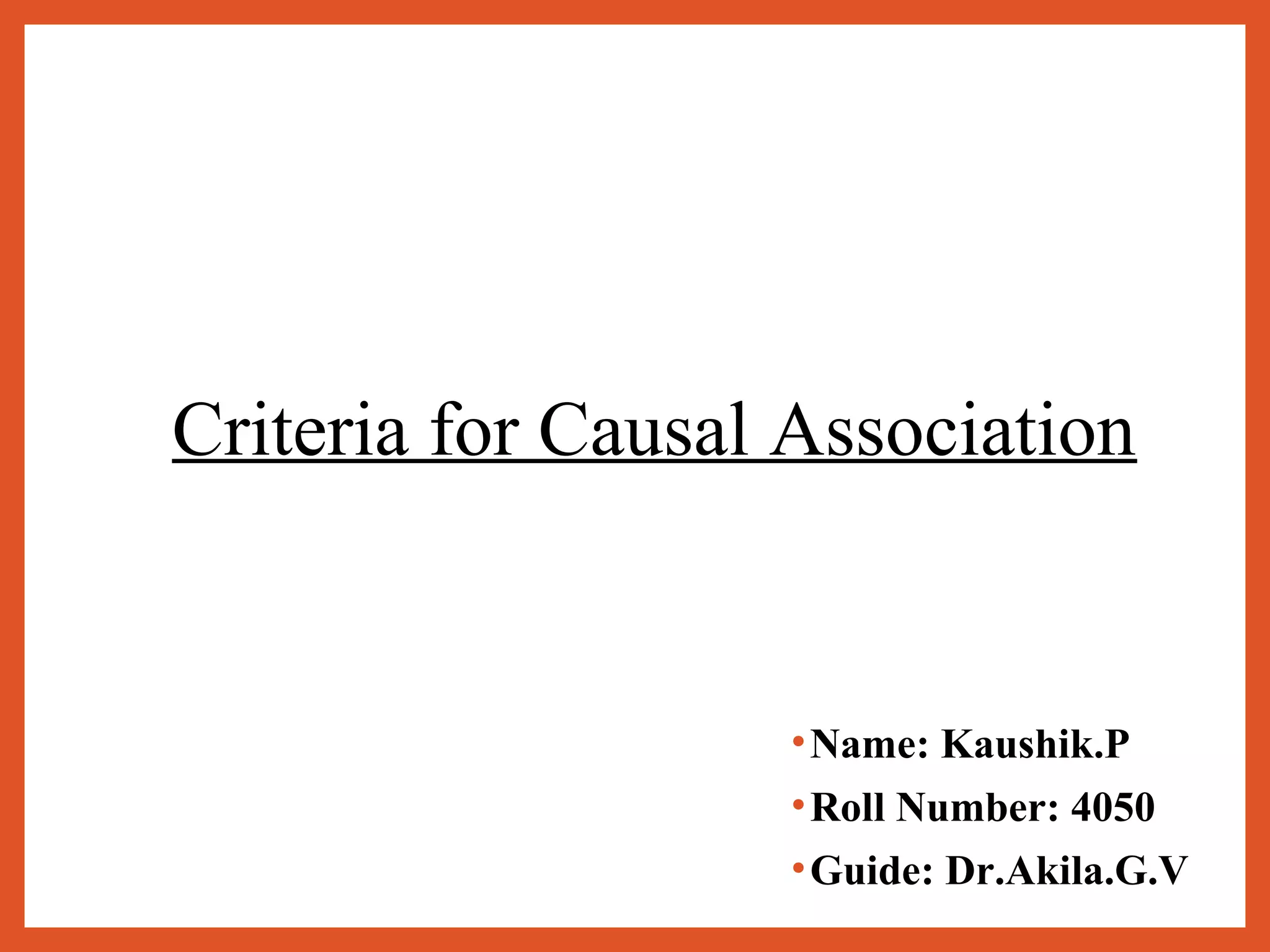 Criteria for causal association | PPT
