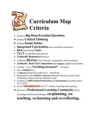 Criteria for Curriculum Mapping | PDF