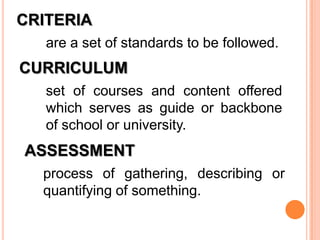 Criteria for curriculum assessment | PPTX