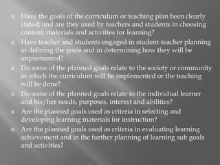 Criteria for curriculum assessment | PPTX