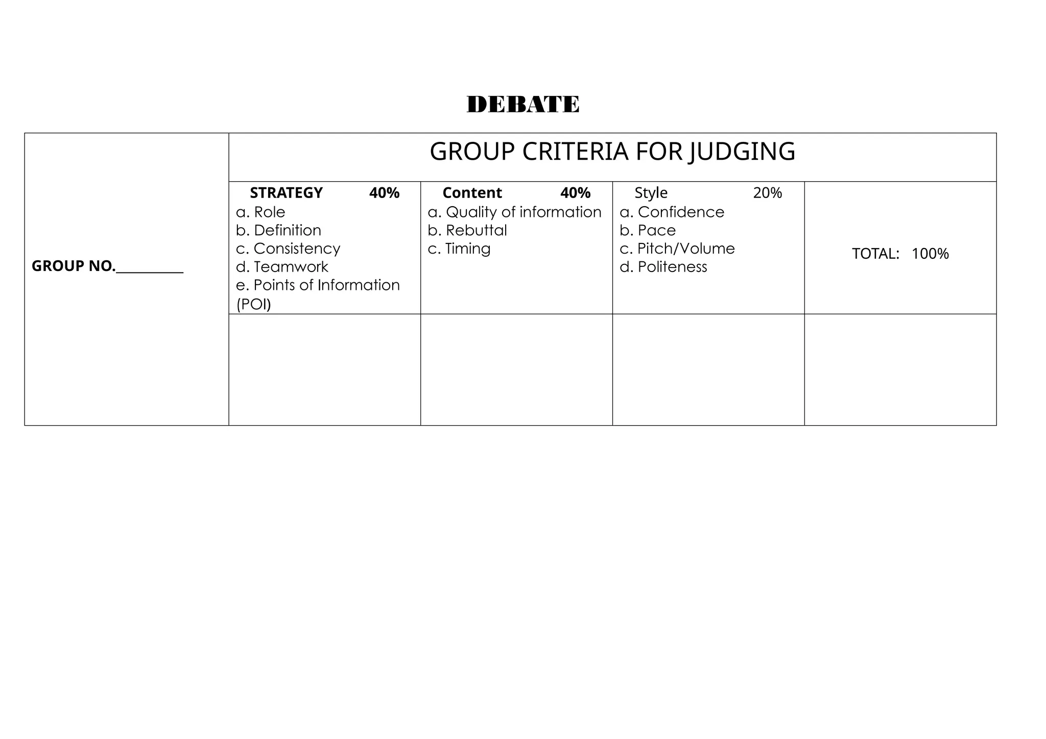 CRITERIA FOR ARGUMENTATIVE ESSAY DEBATE ACTIVITY.docx