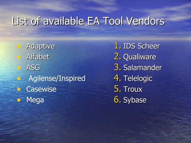 Criteria For EA Tool Selection | PPT | Operating Systems | Computer ...
